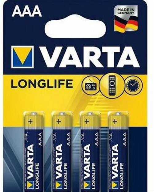 Батарейка LR3 Varta longlife AAA BL4 Alkaline 1.5V