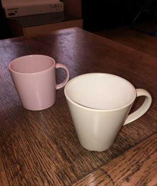 Чашка IKEA розовая и молочная