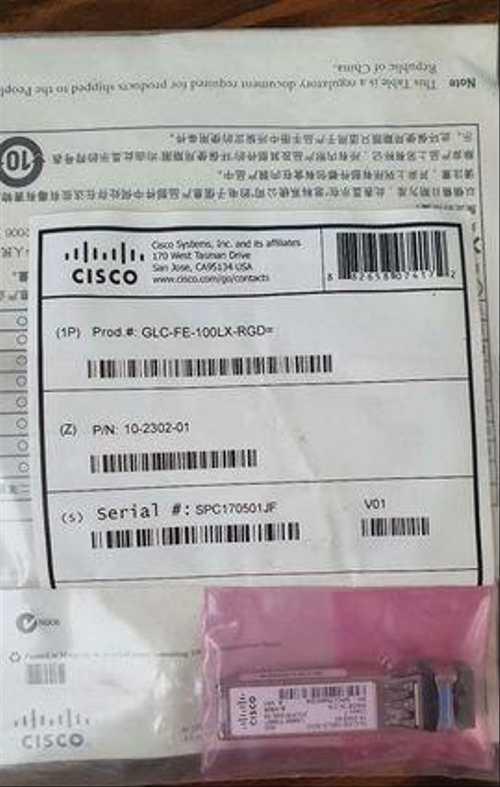 Sfp модуль Cisco GLC-FE-100LX-RGD