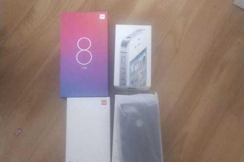 Пустые коробки iPhone 4s два Xiaomi note 7 и 8 lit