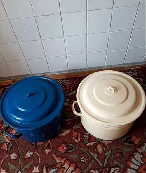 Бачки и ведро эмалированные