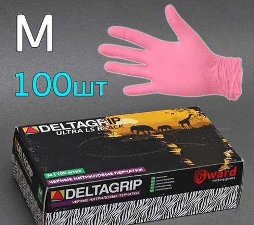 Перчатка нитриловая Deltagrip розовая р. M (100шт)
