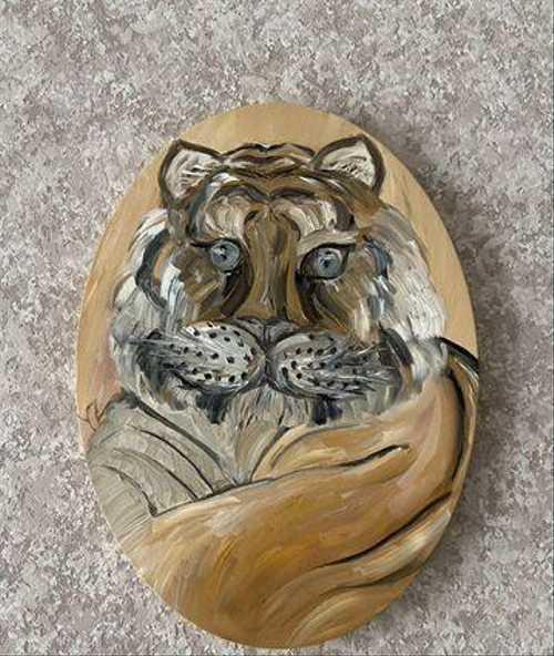 Настенное панно картина маслом тигр