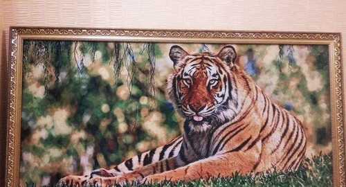 Картина Гобелен в багете " Тигр"