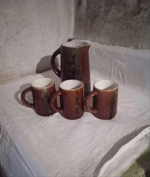 Кувшин керамический и бокалы для пива бзсм СССР