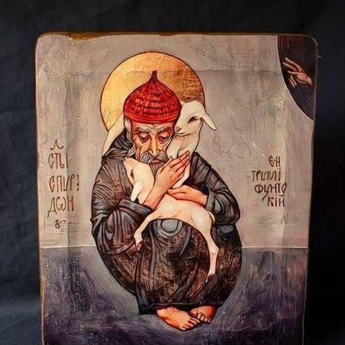 Икона ручной работы "Св. Спиридон Тримифунтский"