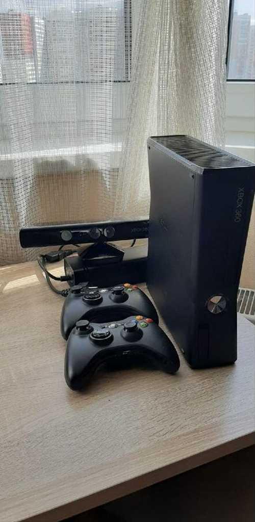 Xbox 360S 500GB, 2 геймпада, Kinect +11 игр