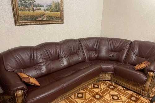 Угловой кожаный диван-кровать Консул