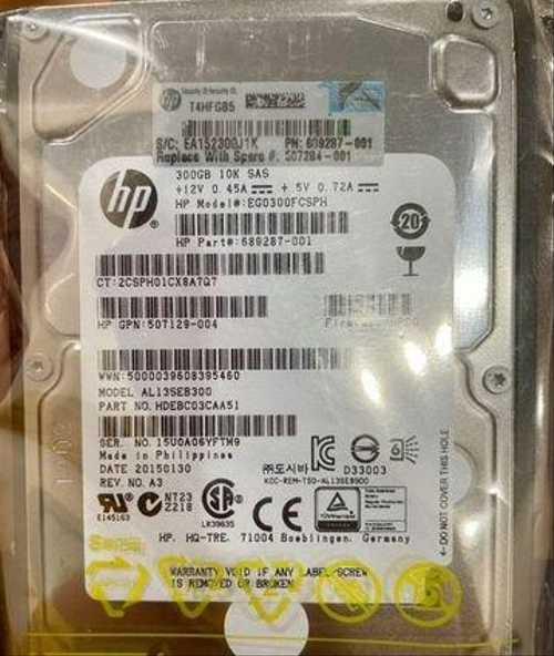 Жесткий диск HP 300Gb EG0300fcsph SAS 10K 6G
