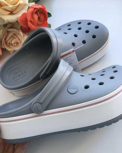 Новые сабо platform Серые w6 w8 w7 w9 crocs