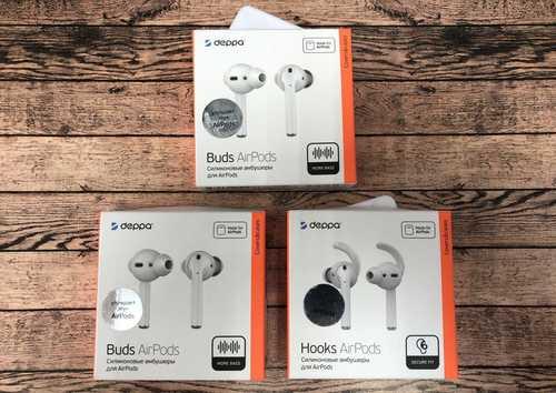 Силиконовые амбушюры для AirPods Deppa Buds белые