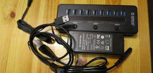 USB 3.0 hab разветвитель 10 портов 48Вт orico H10C
