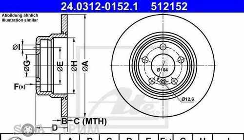 ATE 24031201521 Диск торм. задн.324x12 5 отв. Power Disc