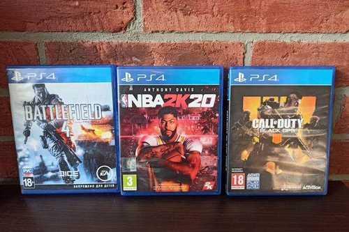 Ps4 (battlefield 4, nba 2k20, call of duty black)