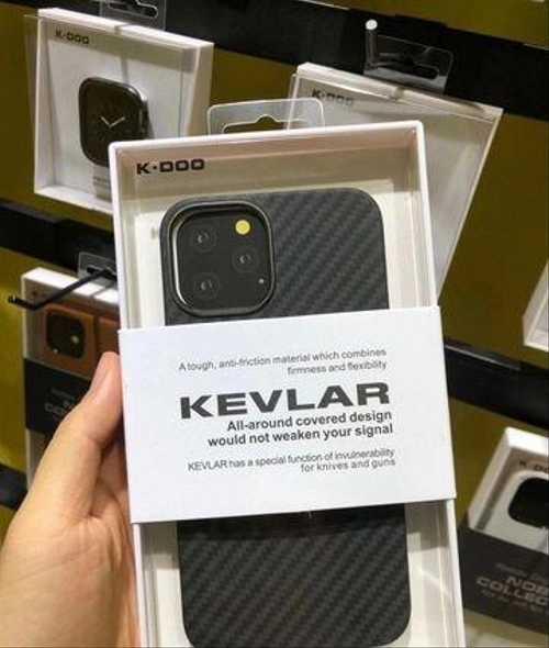 Case K-DOO Kevlar для iPhone 12 Pro Max чёрно-серы
