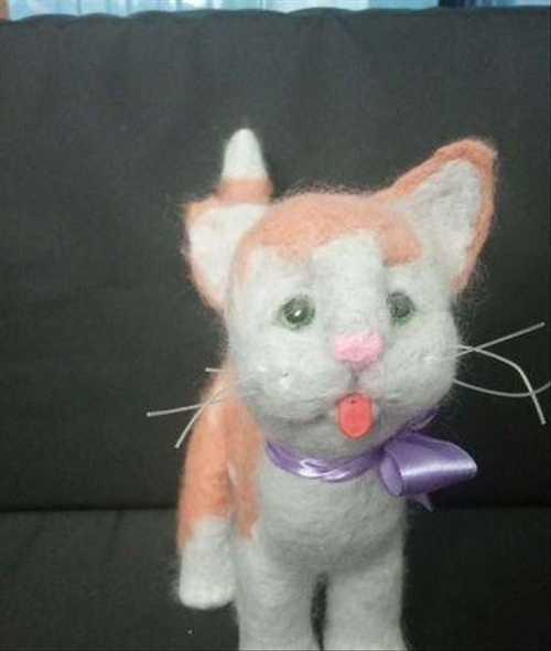 Кот сухое валяние (текстильная кукла)