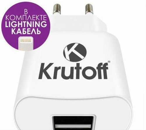 Зу сетевое Krutoff CH-14 1xUSB, 1A + кабель Lightn