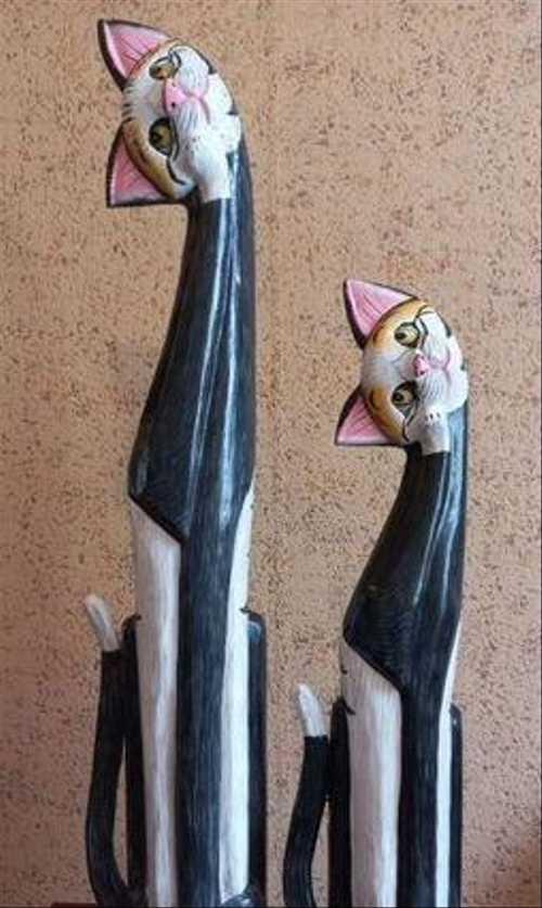 2 деревянные кошки Индонезия