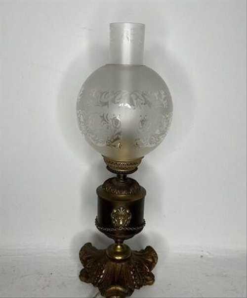 Лампа Лев бронза стекло середина хх века
