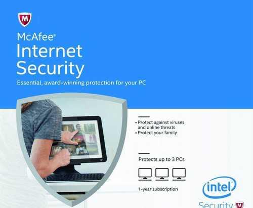 Антивирус McAfee Internet Security, 3 пк, 1 год
