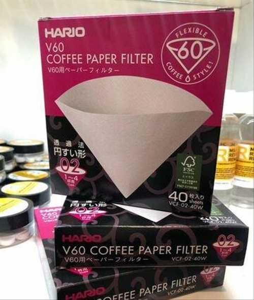 Hario фильтры бумажные белые для воронок (40шт)