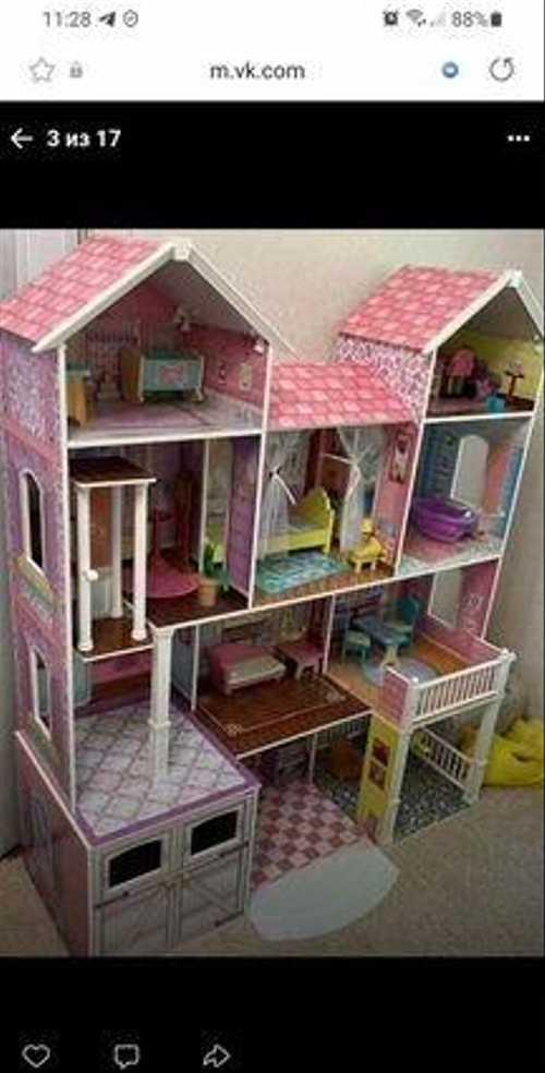 Кукольный домик для барби с мебелью kidkraft
