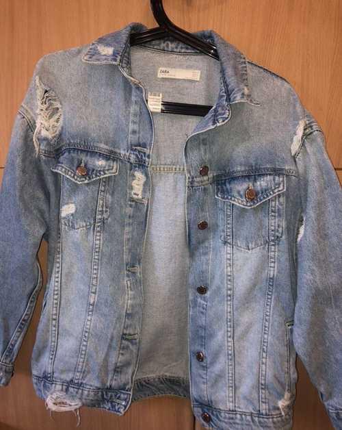 Голубая джинсовая куртка zara xs (джинсовка)