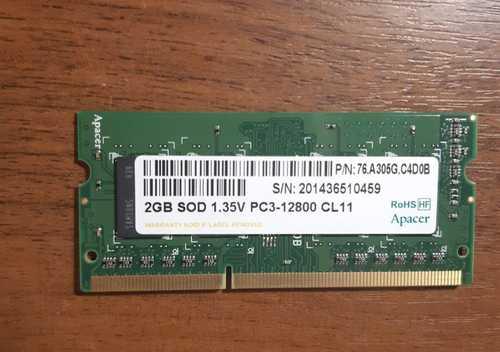 Оперативная память для ноутбука apacer DDR3L 2Gb