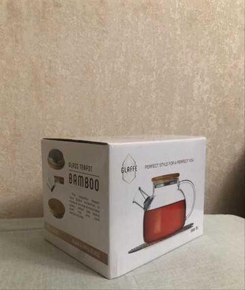 Экомаркет Стеклянный чайник (Бамбук ) 1000 мл