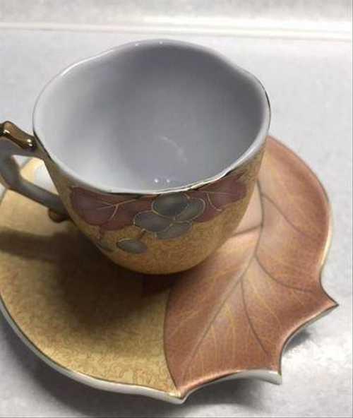 Кофейная чашка с блюдцем, фарфор, Япония