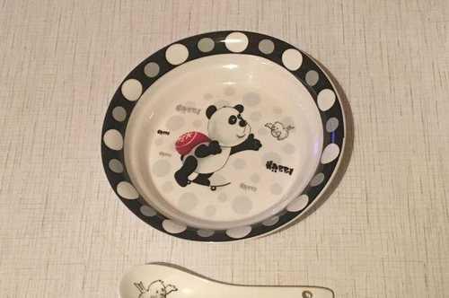 Набор детской посуды "Панда с птичкой"