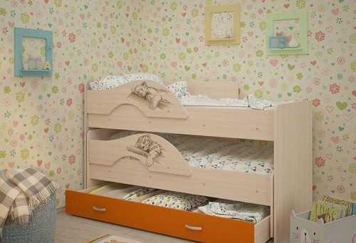 Кровать выкатная Сафари для двох детей