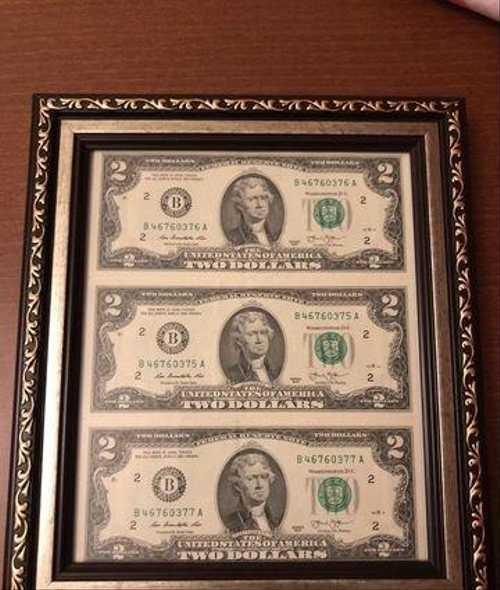 2 доллара США, коллекционные, 2003, в рамке