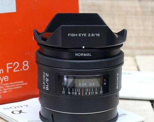Sony AF 16mm F2.8 FishEye (SAL16F28) крышки+Фильтр