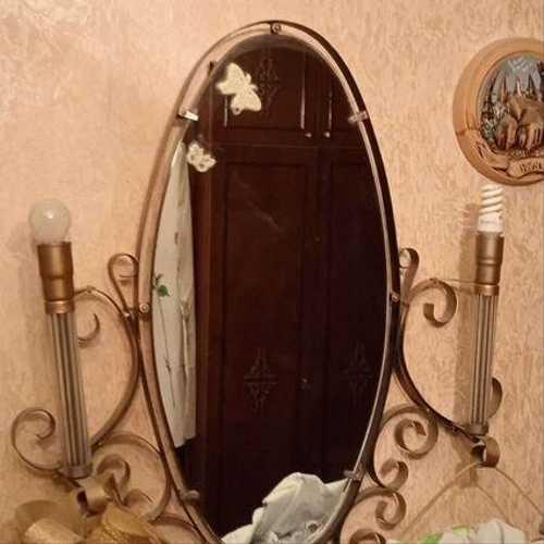 Зеркало старинное с канделябрами