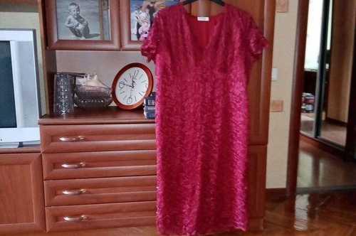 Вечернее платье р58-60 темно малиновый цвет гипюр