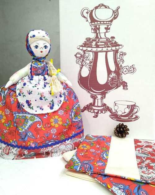 Авторская кукла грелка на самовар и чайник "Марья"