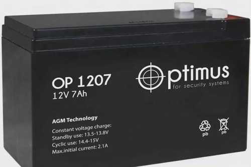 Аккумуляторные батареи Optimus OP 1207 12v 7ач