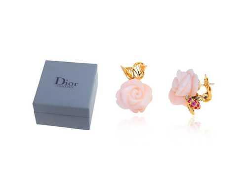 Золотые серьги с кораллами Dior Pre Catelan