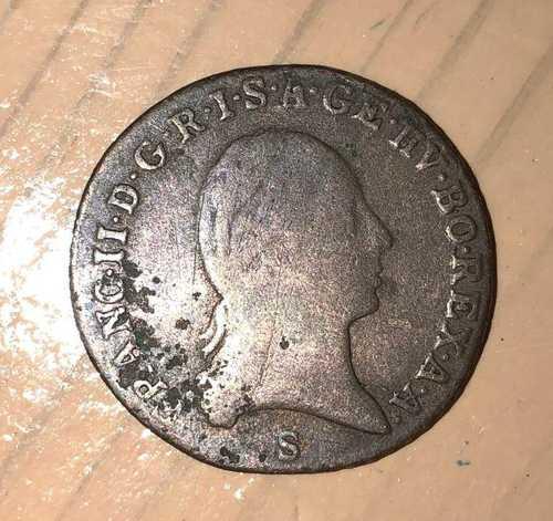 Монета австрийский крейцер 1800 год S