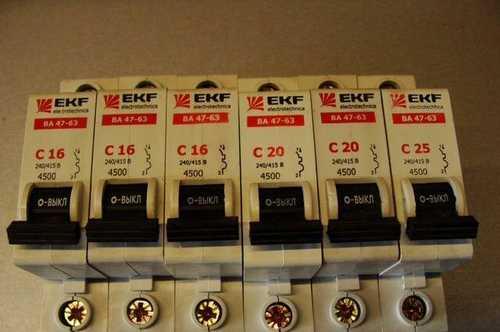 Автоматические выключатели EKF, 6 штук