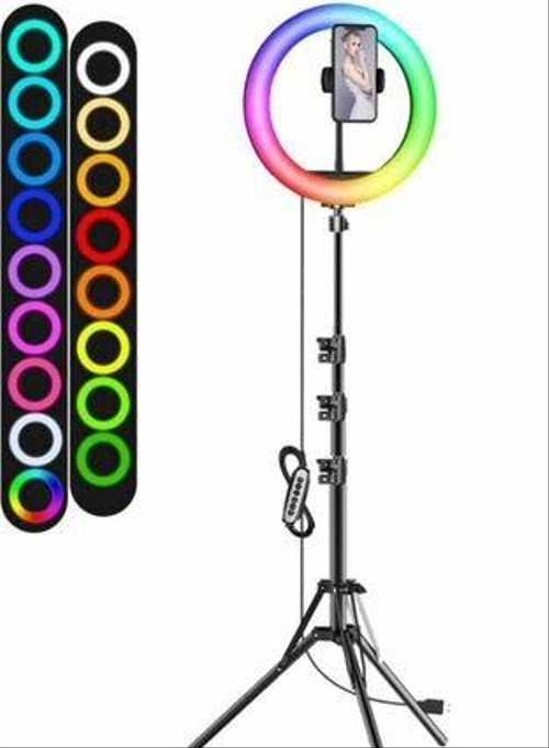 Кольцевая светодиодная лампа 26 см цветная RGB