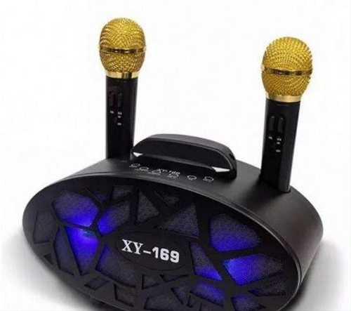 Колонка Bluetooth MP3 караоке 2 микрофона XY-169 ч