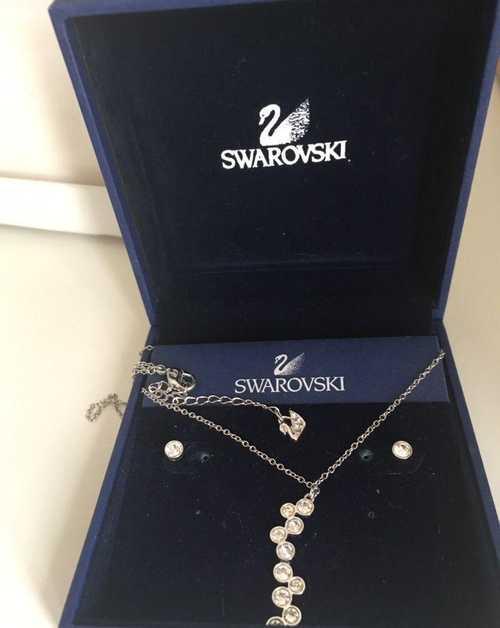 Swarovski original серьги пуссеты и подвеска