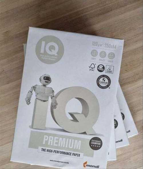 Бумага IQ premium, А4, 120 г/м2, 250 листов
