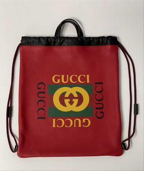 Gucci, рюкзак лого, кожа, оригинал