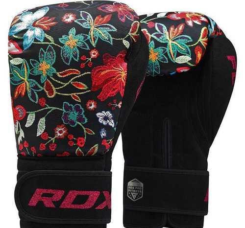 Боксерские перчатки RDX FL3 floral черные