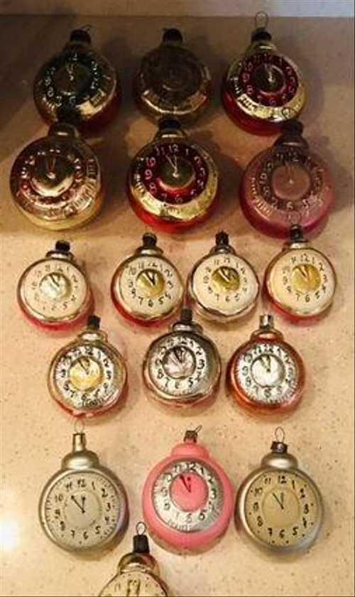 Елочные игрушки СССР №72 Часы будильник часики