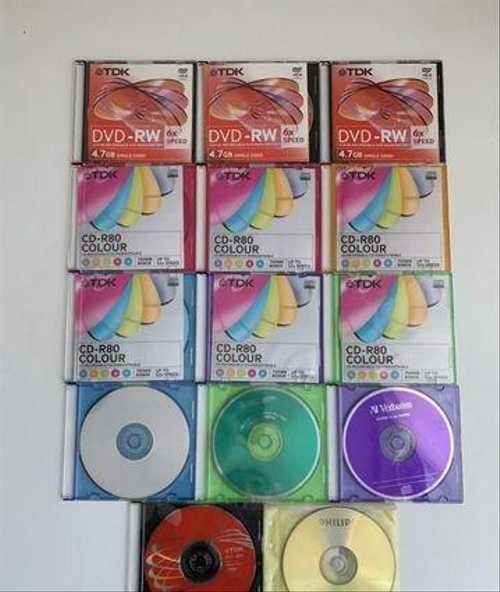 Диски DVD-RW, CD-R, CD-RW - 15 штук