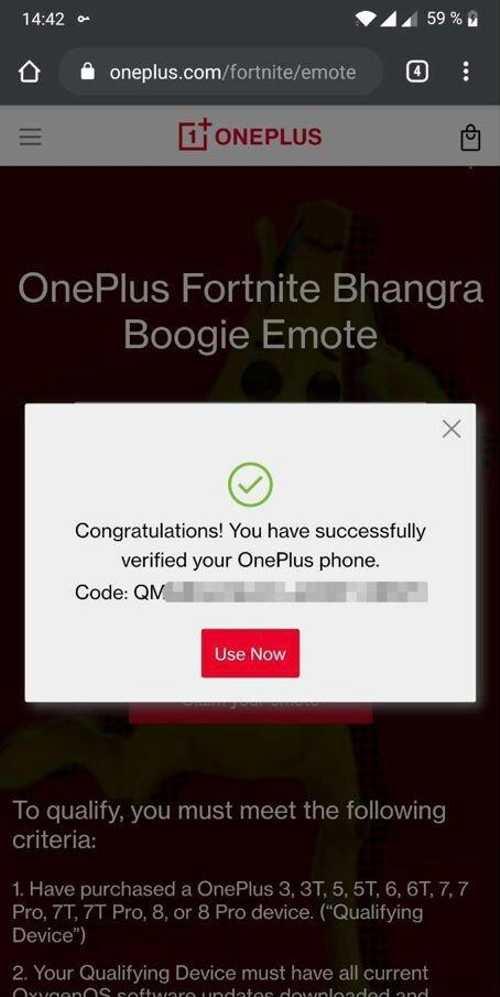 OnePlus Fortnite Bhangra Boogie Emote